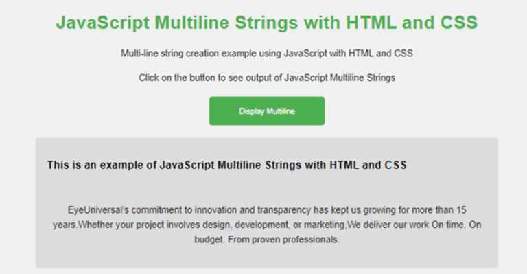 How to Add Multiline Strings in JavaScript with HTML and CSS